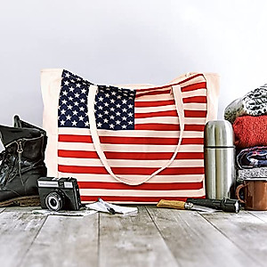 Montana West American Flag Canvas Tote Bag Patriotic Shopping Bag Reusable and Washable Grocery Bag US04-138
