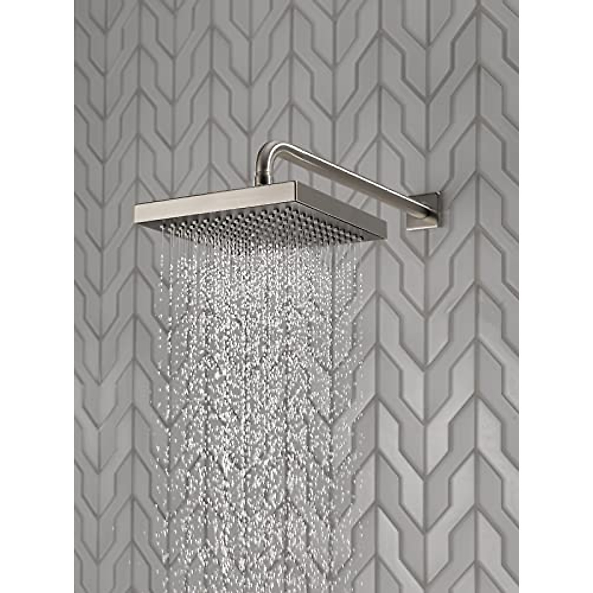 Delta Faucet Single-Spray Rain Shower Head Brushed Nickel, Rainfall Shower Head, Square Shower Head, Brushed Nickel Rainfall Shower Head, Delta Rain Shower Metal Shower Head, Stainless RP50841-SS