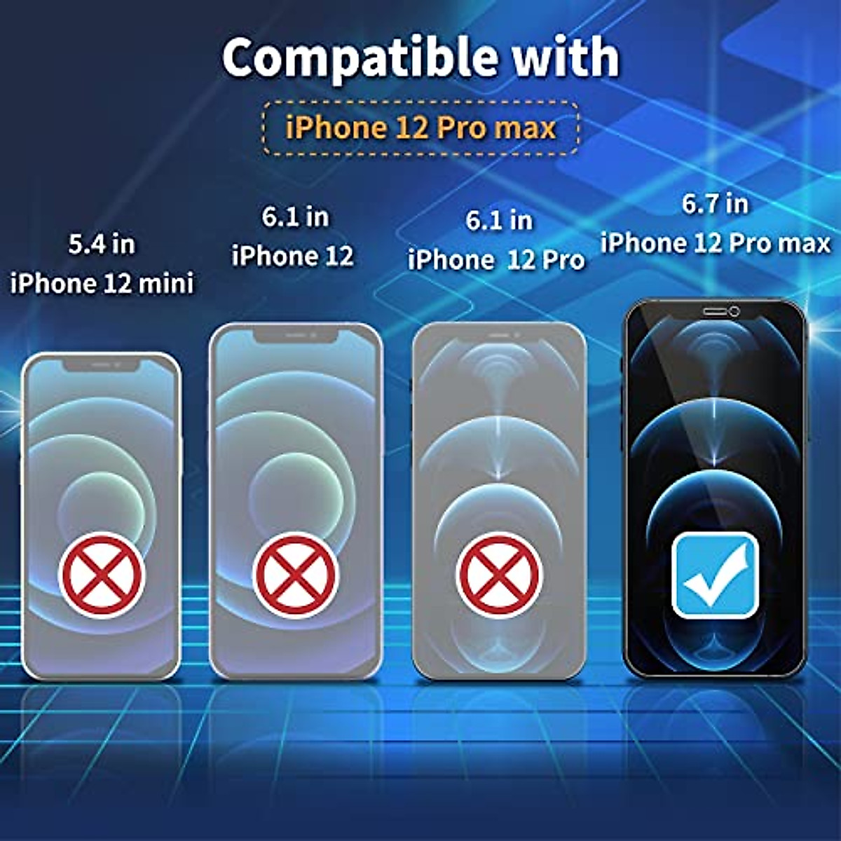 QUESPLE [2 Pack] Privacy Screen Protector for iPhone 12 Pro Max 6.7 inch, Anti-Spy Tempered Glass Film, Bubble Free, Anti-Scratch, Case Friendly, Anti Peeping, Easy Installation Tray