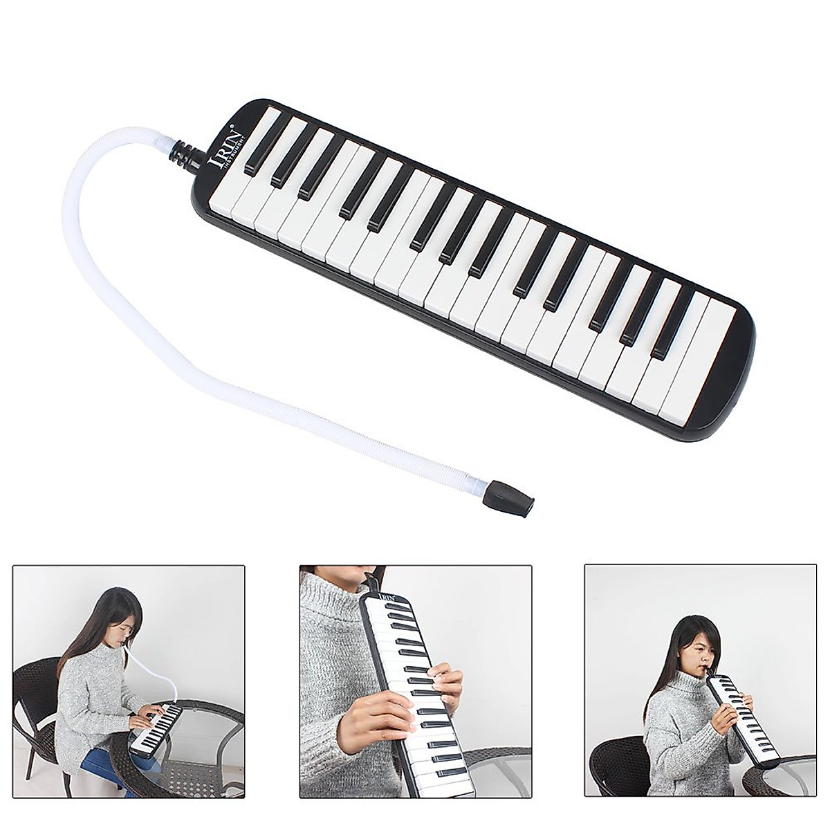 Btuty 32 Keys Melodica Instrument Piano Musical Instrument for Beginner Gift with Carrying Bag Melodicas Talk Box (black)