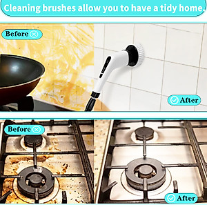 Electric Spin Scrubber, Cordless Shower Scrubber for Cleaning with 7 Multi-Purpose Cleaning Brush Heads, Bathroom Scrubber with Long Handle, Power Scrubber for Cleaning Wall, Floor, Bathroom, Kitchen