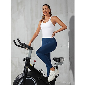 ATTRACO Women's Seamless Workout Crop Top Ribbed Yoga Racerback Built in Bra Tank White S