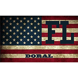 (x3) 2x3 inch Stickers | Reflective Doral FL Florida Miami-Dade County Vintage US Flag Sticker Graphic - Construction Toolbox, Hardhat, Lunchbox, Helmet, Mechanic, Luggage