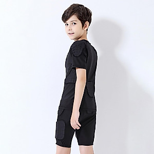 Valcatch Kids Youth Padded Compression Shirt Protective Shirt Hip Pad Shorts Rib Chest Protector for Football Baseball