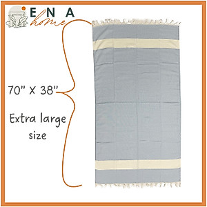 ENA HOME Turkish Beach Towel - 100% Cotton Peshtemal Towel Blanket - 39x71 Extra Large Wearable Turkish Towel for Beach, Sauna, Bath, Pool - Quick Dry - Highly Absorbent Sand Free (Baby Blue)
