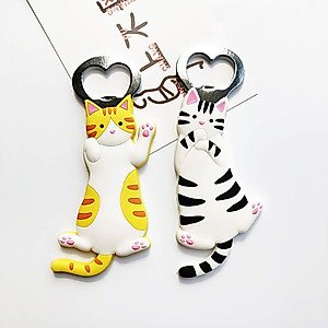 Refrigerator Magnet Silicone Metal Bottle Opener for Beer Coke Bartender Kitchen Barware Metal Novelty Cute Fun Shape (Dog-Gray)