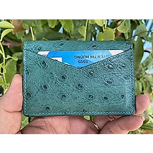 Doubleside Green Body Ostrich leather skin Credit Cardholder, leather credit cardcase, leather creditcard cover