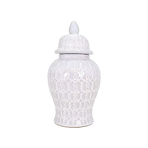 TIC Collection Hand Crafted and Hand Painted Ellery Jar, Multi-Tonal Shades of Cream, Taupe, & Gray