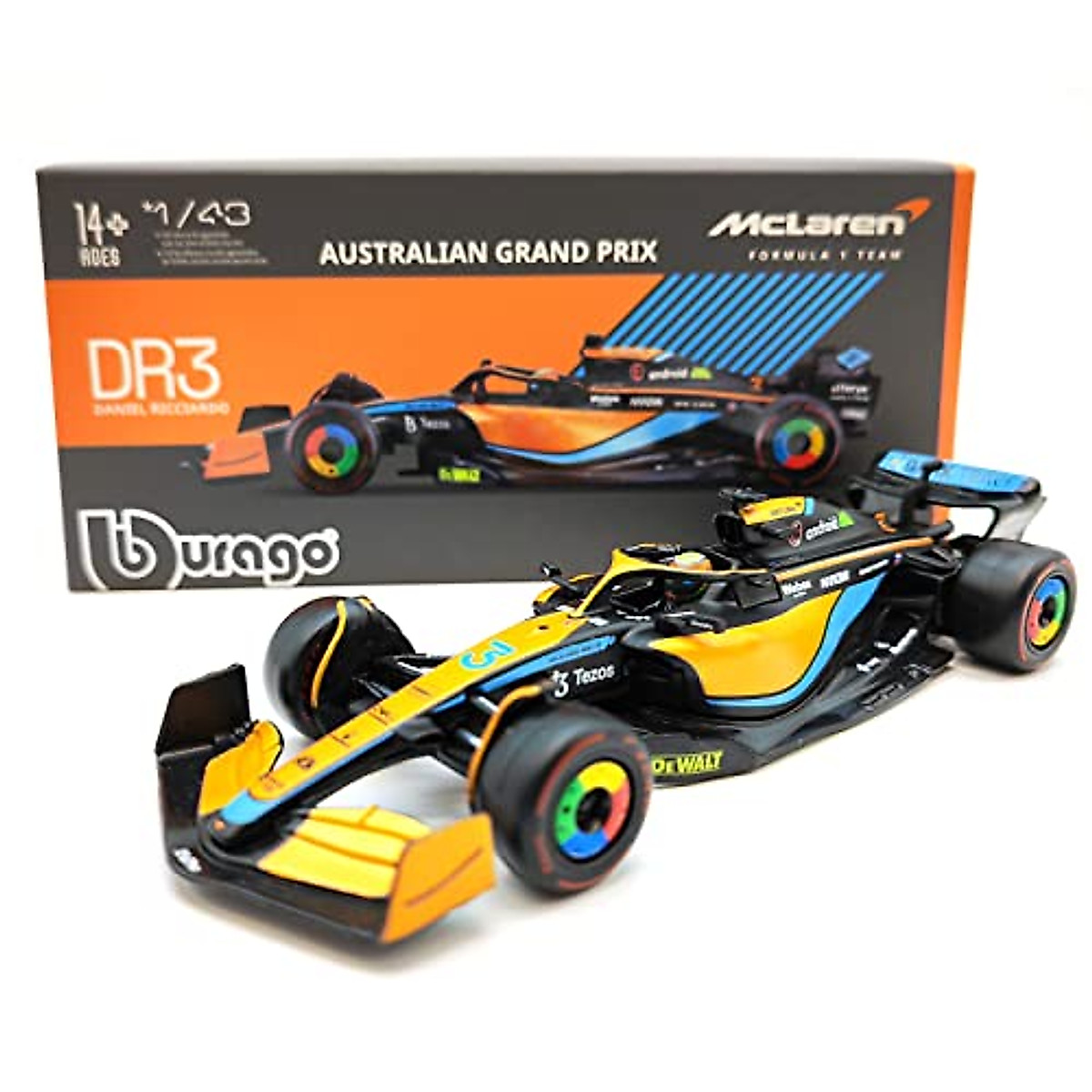 JODIYAAH 1:43 2022 F1 McLaren MCL36 #3 Daniel Ricciardo #4 Lando Norris Alloy Luxury Vehicle Diecast Cars Model Toy (2022 MCL36 #3 Hardcover)