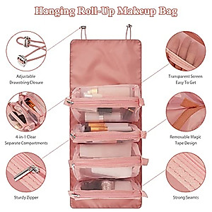 Senyucom Detachable Cosmefic Bag, 4 IN 1 Removable Portable Toiletry Travel Hanging Makeup Bags Organizer,Bathroom Bag for Shower (Pink)