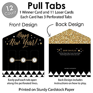 Big Dot of Happiness New Year’s Eve - Gold - New Years Eve Party Game Pickle Cards - Pull Tabs 3-in-a-Row - Set of 12