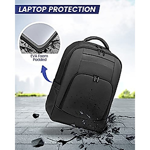 LOVEVOOK Laptop Backpack,17.3 Inch Durable Water Resistant Anti-theft Business Travel Backpack with USB Port, Mens Professional Multi-function Smart Computer Backpack for Work Commuter College,Black