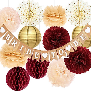 Fall Bridal Shower Decorations/Maroon Gold Burgundy Gold Bachelorette Party Decorations Fall Bachelorette Burlap Banner Bride to Be Decorations Fall Wedding Decorations