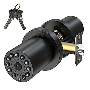 iulock Code Door Lock, Electronic Door Knob with Keypad and Key, Auto Lock, Waterproof, Passage Function, Long Battery Life,50 Codes, Easy to use and Install for Office/Warehouse/Bedroom/Garage
