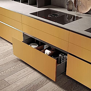 Mecpar Gold Contact Paper 15.8"x 118" Gold Wallpaper Peel and Stick Wallpaper Brushed Metal Look Gold Stainless Steel Wallpaper Gold Metallic Wallpaper for Room Furniture DIY Cabinets Decor