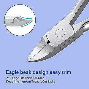 TEAORB Podiatrist Ingrown Toenail Clippers, Toe Nail Clippers for Thick Nail & Ingrown Toenails, Professional Stainless Steel Toenails Trimmer, Sharp Curved Blade, Pedicure Tool for Adults & Seniors