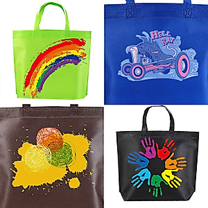 Xiran Reusable Party Tote Bags,Non-Woven Rainbow Bags,For Birthday Favors, Snacks,Toys,16 Piece 13" 8 Colors