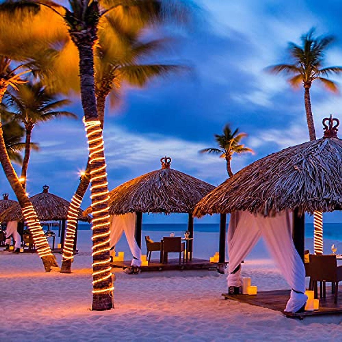 JMEXSUSS 120 LED 8 Modes Solar Powered Rope Lights,39.4ft Outdoor Solar Rope Lights,Waterproof PVC Tube Fairy Lights for Garden,Patio,Fence,Deck,Walks,Path(Warm White)