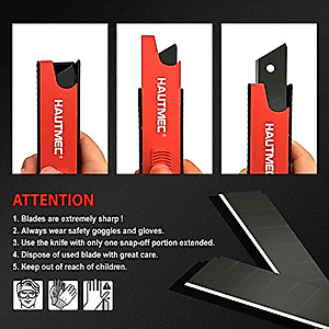 HAUTMEC 25mm SK2H Ultra Sharp Snap Off Blades, Professional Retractable Utility Knife Replacement Blades (1PACK of 10pcs), Creative Safety Box, for Industrial or Construction Applications HT0082-BL