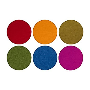 Graf Lantz Bierfilzl 100% Merino Wool Moisture Wicking, Absorbent Felt Coasters, Round, Multi-Color Set of 6, Rainbow