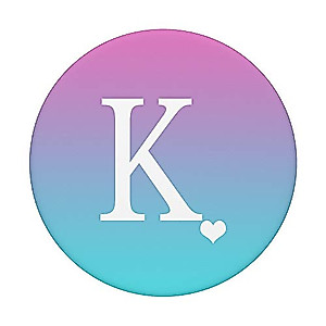 Initial Letter K Heart Gradient Purple Teal Blue Monogram PopSockets PopGrip: Swappable Grip for Phones & Tablets