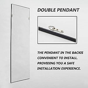 FANYUSHOW Full Length Mirror Explosion-Proof Wall Mounted Hanging Mirror Door Mirror Full Length for Bedroom, Living Room, Room Decor 50"x 14", Black