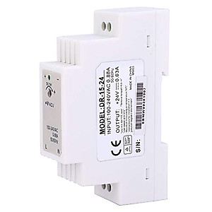DIN Rail Switching Power Supply, 24V 0.63A 15W AC/DC Single Output Power Supply PWM for Control Cabinet Industrial Control Equipment DR-15-24