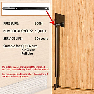 QWENETO Murphy Bed Kit, Murphy Bed Queen Size Hardware Kit, Heavy Duty Vertical Wall Mount, Adjustable DIY Folding Cabinet Wall Bed Frame for Guestroom Easy to Build