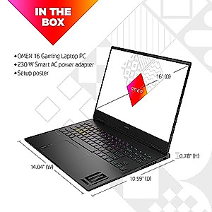 HP OMEN Transcend 16.1" Gaming Laptop PC, NVIDIA GeForce RTX 4060, Intel i7-13700HX, Refined 1080p IPS, HD Webcam (16-u0010nr).,Black