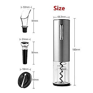 Abuzhen Electric Wine Opener, with Foil Cutter, Vacuum Stopper and Wine Aerator Pourer & USB Charging Cable,Automatic Corkscrew Bottle Opener for Wine Lover 4-in-1 Gift Set, Stainless Steel
