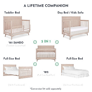 Evolur Loft Antilia Mid-Century 4-in1 Crib in Sand Castle Oak