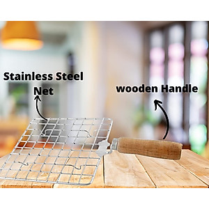 Stainless Steel Square Roasting Net Papad Grill Roti Jali Chapathi Grill - 1 Pc