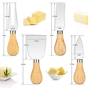 Bovulo 8-Piece Set of Premium Cheese Knives - Stainless Steel Mini Cheese Knife Set for Charcuterie Board, Exquisite Cheese Knife, Cheese Cutter, Cheese Fork with Wooden Handle for Cheese Lovers