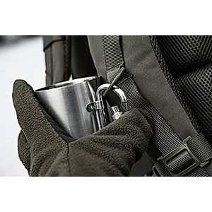 M-Tac 9.5oz Insulated Thermal Cup Mug - Double Wall Stainless Steel Thermo Tumbler with Collapsible Carabiner Handle - No Lid