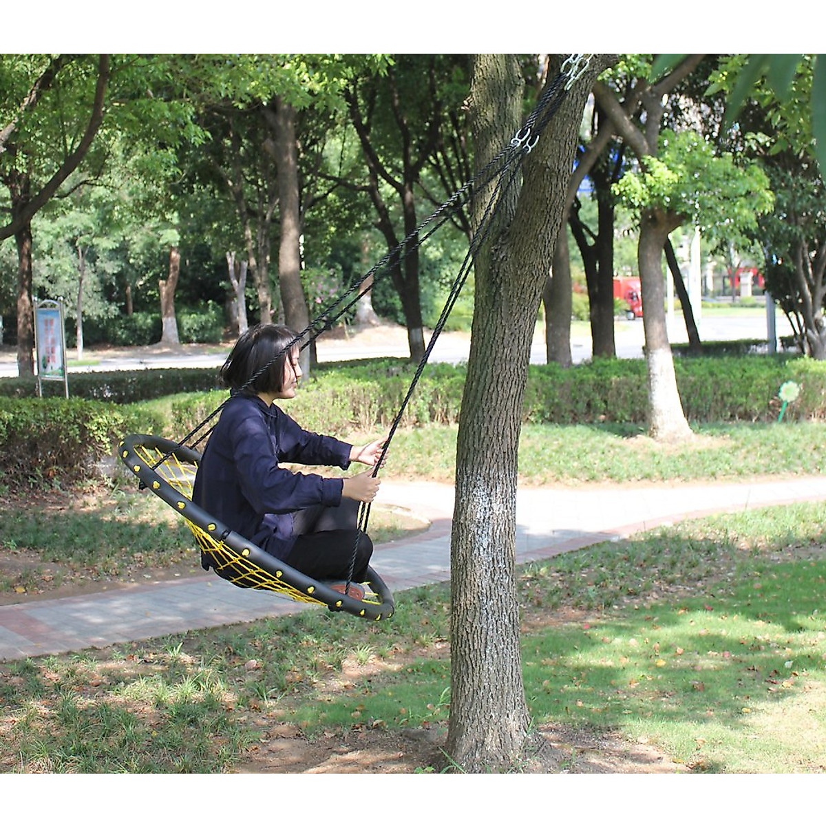 Disc Giant Nest Web Net Tree Swing Monkey Rope Hanging Swing Seat Sets Heavy Duty for Garden Backyard Outdoor for Kids Children Adult