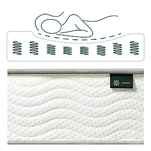 ZINUS Shalini Upholstered Platform Bed Frame / Mattress Foundation, Dark Grey, Full & 8 Inch Foam and Spring Mattress / CertiPUR-US Certified Foams / Mattress-in-a-Box, Full