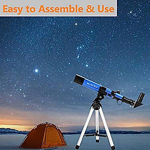 MaxUSee Kids Telescope 400x40mm with Tripod & Finder Scope, Portable Telescope for Kids & Beginners, Travel Telescope with 3 Magnification Eyepieces and Moon Mirror