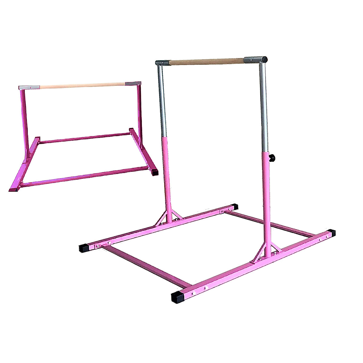 X-Factor 5 Ft Horizontal Bar Athletic Teens Adjustable Gymnastics Children Junior Training Kip Bars Pink with 4Ft x 6Ft Gymnastic Mat Set