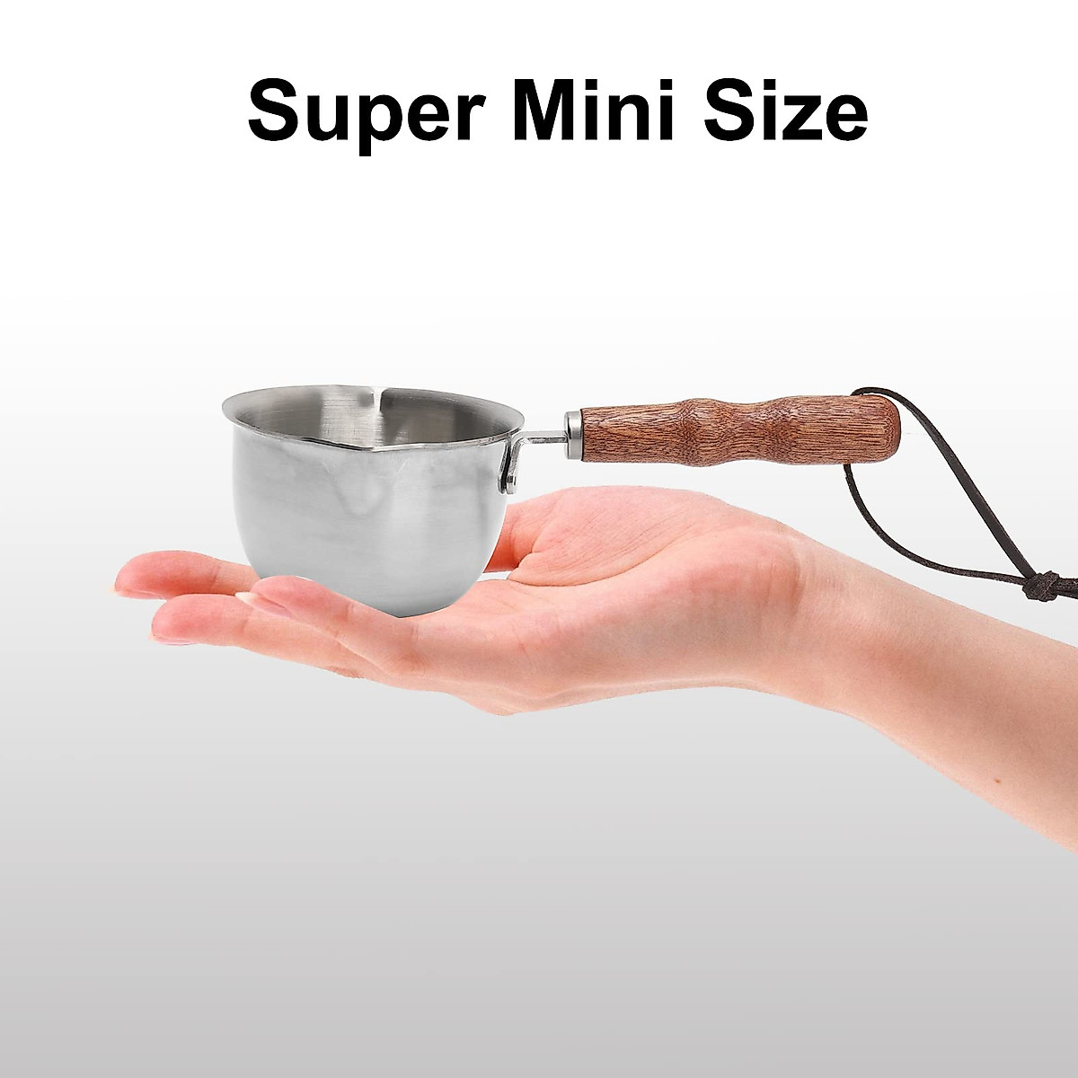 150ML Stainless Steel Boiler Pot with Heat Resistant Wood Handle, Melting Pot Universal for Melting Chocolate, Butter, Cheese, Caramel and Candy