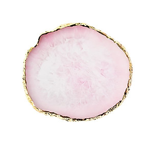 BETURY Resin Nail Art Palette, Nail Art Painting Mixed Color Palette Gold Edge Nail Gel Color Makeup Display Board (2#Pink)