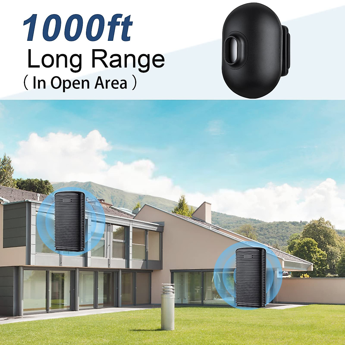 KERUI DW9 Wireless Driveway Alarm Long Range Weatherproof Motion Detector & Sensor - Security Driveway Alert System - Protect Outside Property