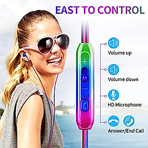 Vofolen Wired Headphones with Mic, Wired in Ear Ear Buds with 3.5mm Standard Headphone Jack, Plug in Earphones with Volume Control for School Kids, Earbuds Wired for Ipad Android Computer Laptop