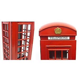BeeSpring Attractive Metal Alloy Money Coin Spare Change London Street Red Telephone Booth Bank Box-6“H