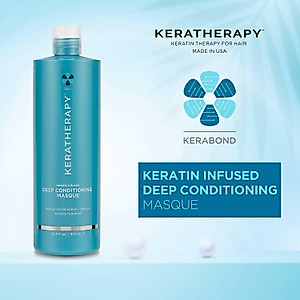 KERATHERAPY Keratin Infused Deep Conditioning Masque, 16.9 fl. oz., 500 ml - Moisturizing Hair Deep Conditioning Treatment with Kerabond, Jojoba Oil, Nettle Root Extract, Wheat Oil, & Persian Walnut