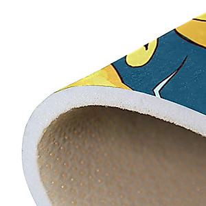 ALAZA Tropical Yellow Lemon Navy Blue Area Soft Non Slip Floor Mat Washable Carpet for Bedroom Living Room 1 Piece 4x6 Feet