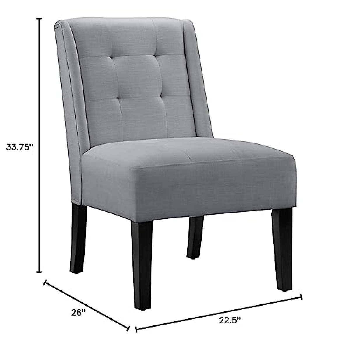 Amazon Basics Modern Tufted Accent Chair with Solid Wood Legs, Grey