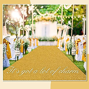Sequin Aisle Runner for Weddings Glitter Wedding Rug Runner with Carpet Tape Sparkly Wedding Outdoor Floor Runner Floor Carpet Runner for Ceremony Prom Event Party Ornaments (Gold, 2 x 15 ft)