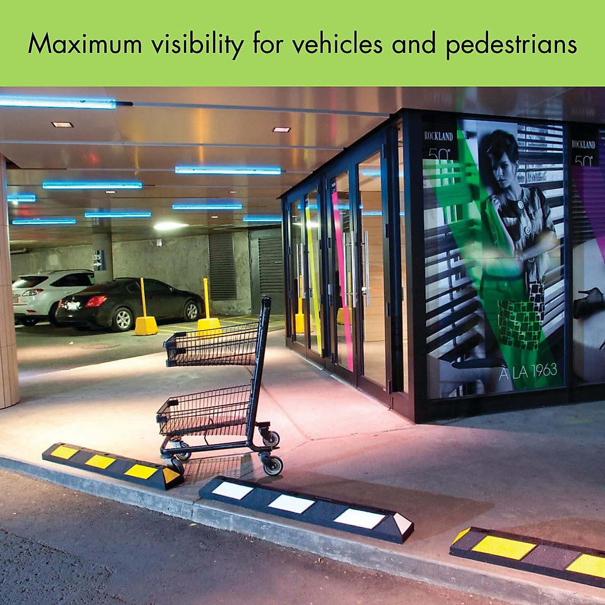 Park-It Recycled Rubber Parking Stop 4'X6"X4" Black/White