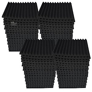 50 Pack Black 12 "X 12 "X1" Acoustic Panels Studio Soundproofing Foam Wedge Tiles,