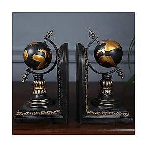 American Globe Bookends to Hold Books Heavy Duty Vintage Decorative Book Ends for Shelves Library Office School Supplies Book Organizer